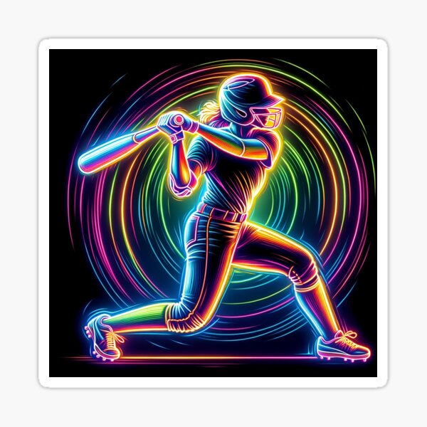 "Neon Glow Softball Batter 2" Sticker for Sale by Urban-Cloud | Redbubble