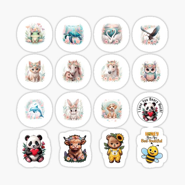 "Multi Pack of 16 Designs" Sticker for Sale by PrettyfulStuff | Redbubble