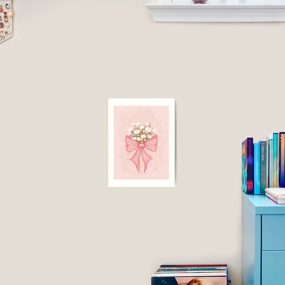 "Passtel Pink Coquette Bow with Flowers" Art Board Print for Sale by ...