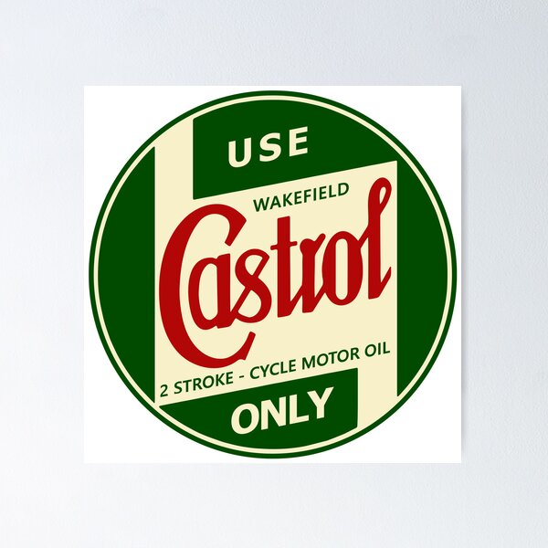 "Castrol – 2 Stroke Cycle Motor Oil Vintage Logo – 1950s" Poster for ...
