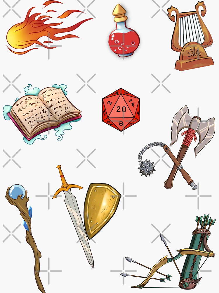 "DND STICKER PACK: Fantasy rpg medieval weapons for dnd class: sword ...