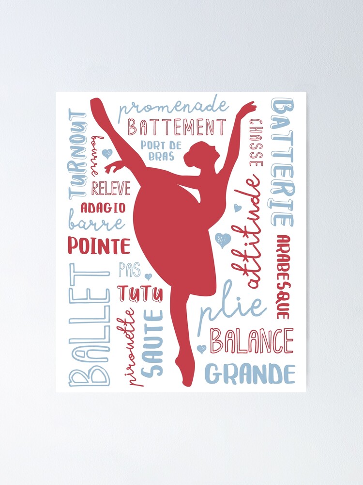 "Ballet Terms Typography Ballerina Silhouette Word Art" Poster for Sale ...