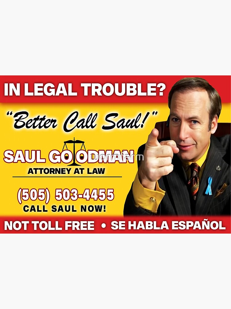 "Better Call Saul Breaking Bad Saul Goodman Card Billboard" Sticker for ...