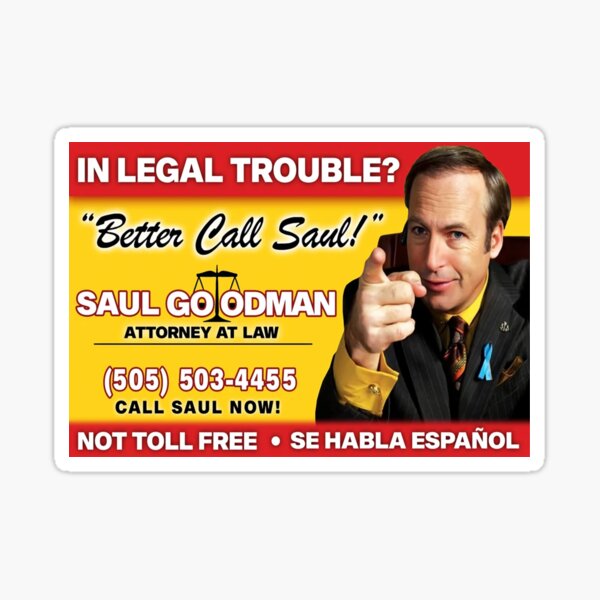 "Better Call Saul Breaking Bad Saul Goodman Card Billboard" Sticker for ...