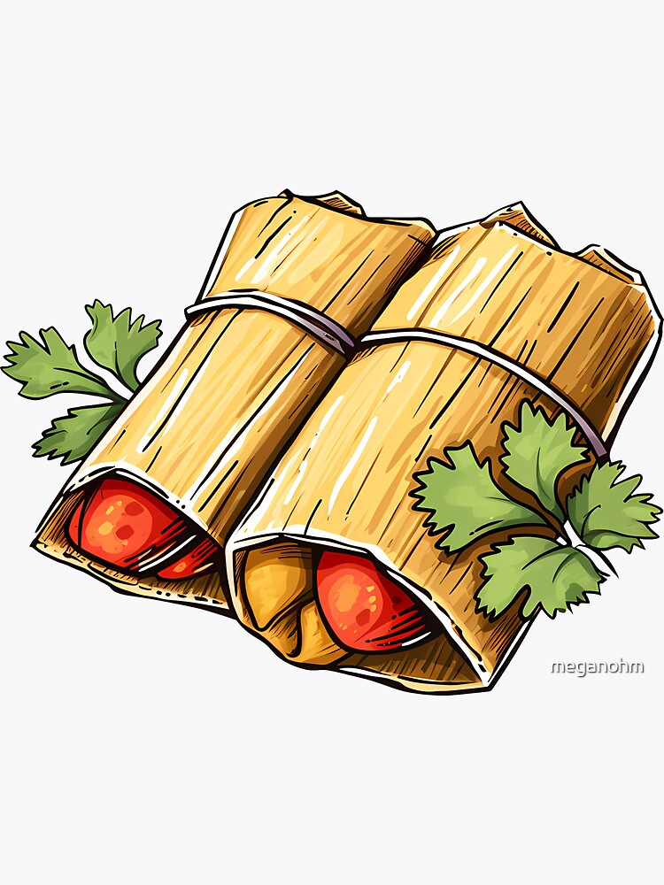 "Mexican Tamales Meal Hand Drawn Food Illustration" Sticker for Sale by ...