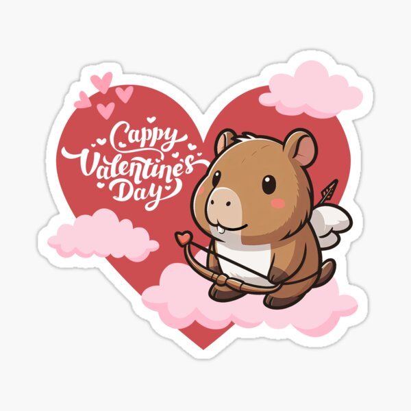 "Cappy Valentine’s Day | Cute Capybara in a Cupid Costume" Sticker for ...