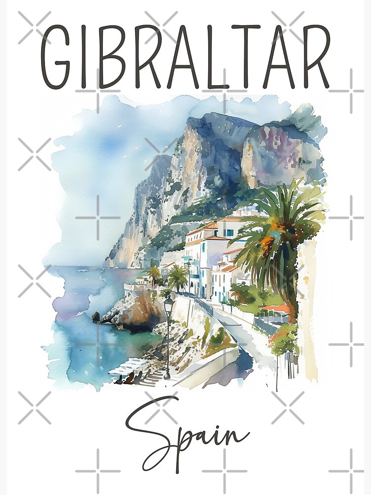 "Watercolor Design of Gibraltar - Spain" Art Board Print for Sale by ...