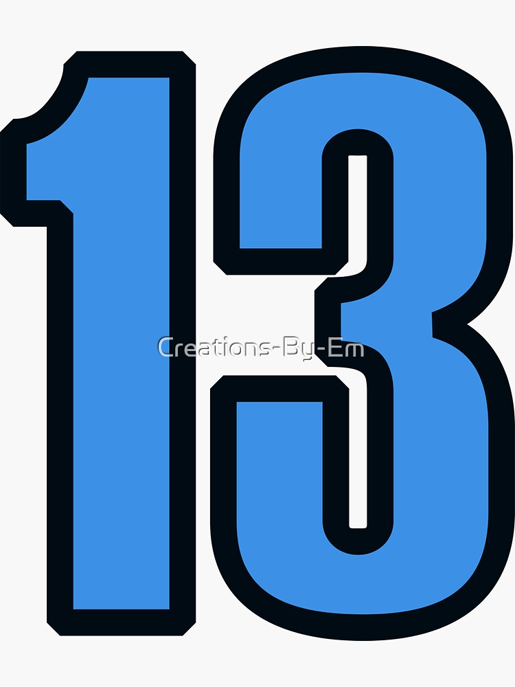 "Number 13 Blue and Black" Sticker for Sale by Creations-By-Em | Redbubble