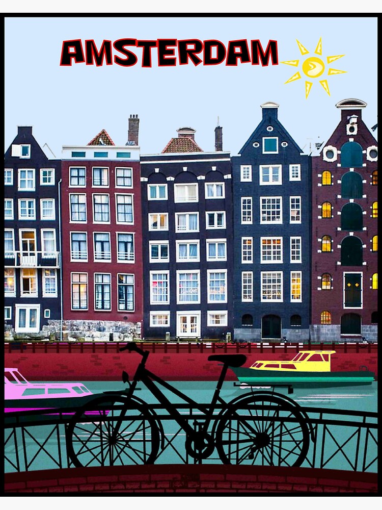 "BICYCLE RIDING; In Amsterdam Holland Print" Sticker for Sale by posterbobs | Redbubble