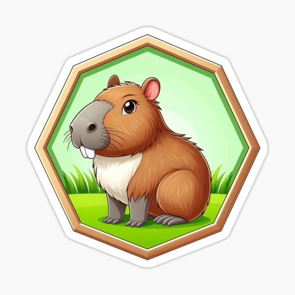 "Cute Capybara Cartoon Illustration Drawing Happy Cappy" Sticker for ...