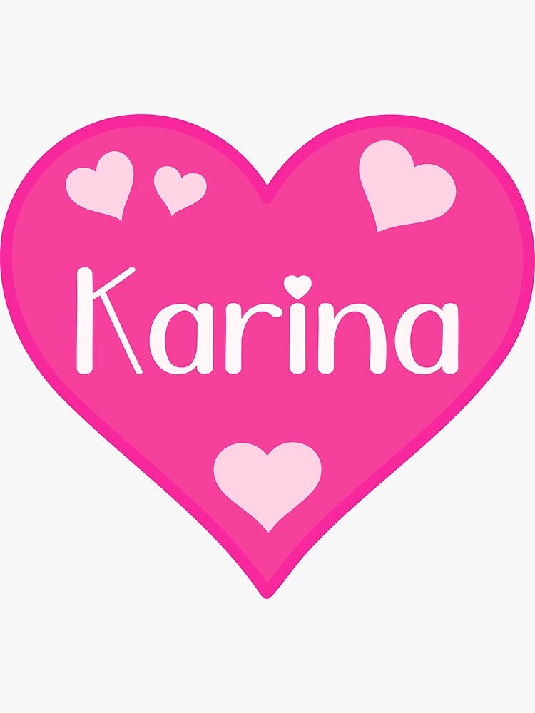"Karina Name Pink Heart " Sticker for Sale by jeallan | Redbubble