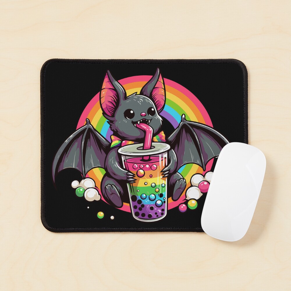 "Bat Drinking Bubble Tea - Rainbow Bubble Tea" Sticker for Sale by ...