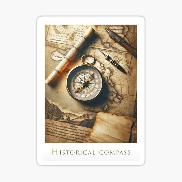 "Vintage navigation ensemble – historical compass and world map ...