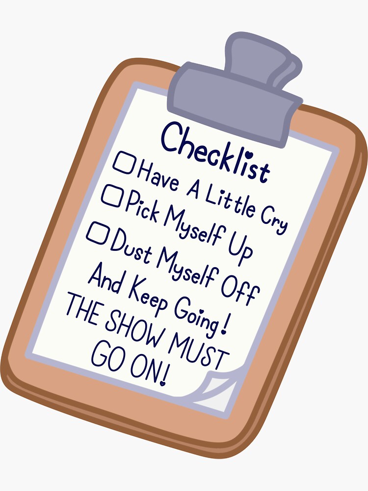 "Bluey Checklist" Sticker for Sale by mochi-megg | Redbubble
