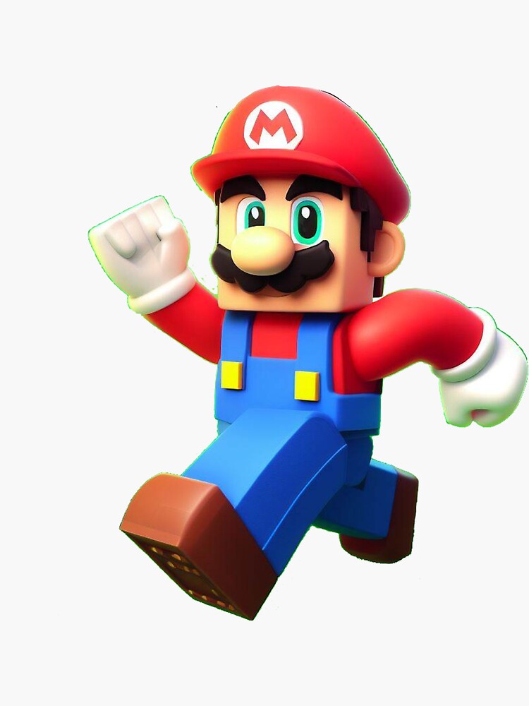 "blocky red plumber" Sticker for Sale by PowerUpPalette | Redbubble