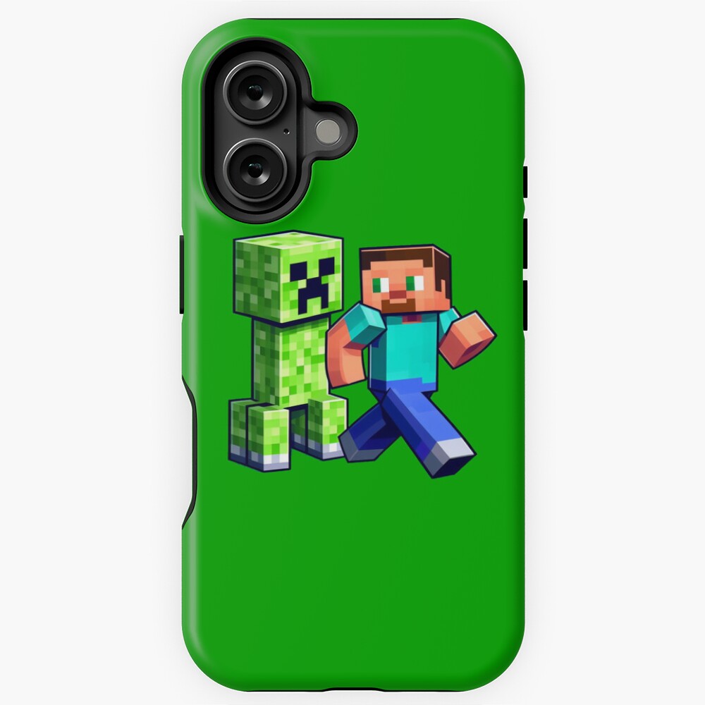 "blocky adventurer discover a creepy monster behind him" Sticker for ...