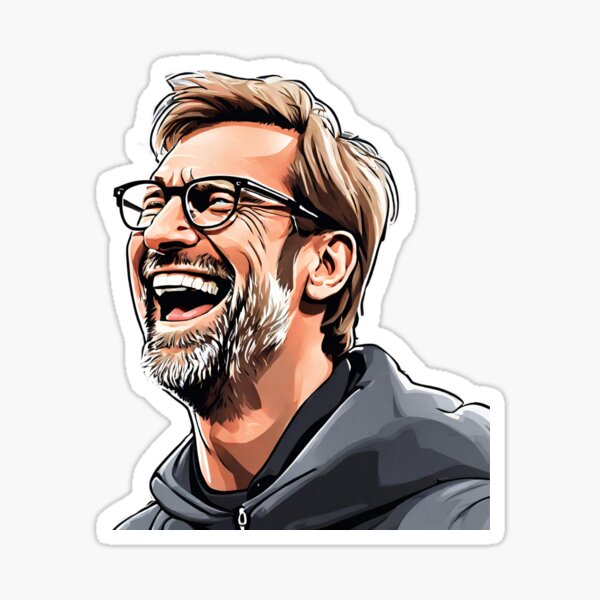 "Laughing Jurgen Klopp Liverpool, Cartoon Style" Sticker for Sale by ...