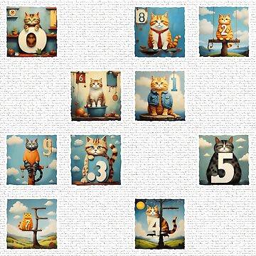 "Cats with Numbers on a White Brick Wall | Numerals | Cat Illustration ...