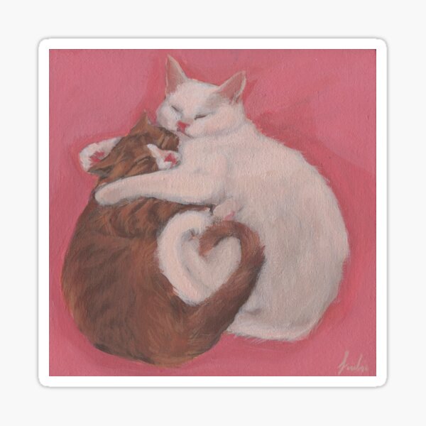 "Cat hug" Sticker by Galletascl | Redbubble