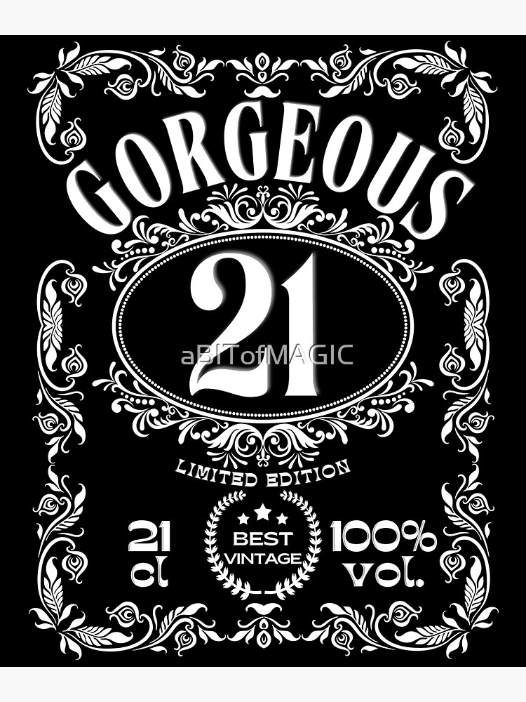 "Label 21st Birthday 21 Years Old Vintage Gorgeous White" Sticker for ...