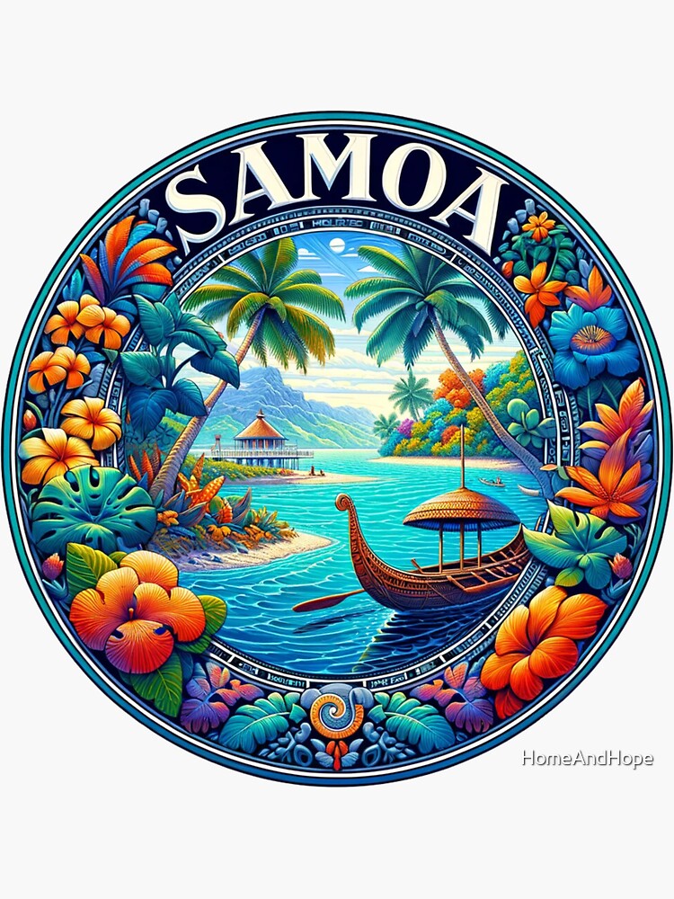"Samoan Paradise Emblem" Sticker for Sale by HomeAndHope | Redbubble