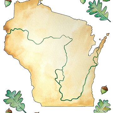 "Oak Leaf and Acorn Ice Age Trail Map" Sticker for Sale by kellyclang ...