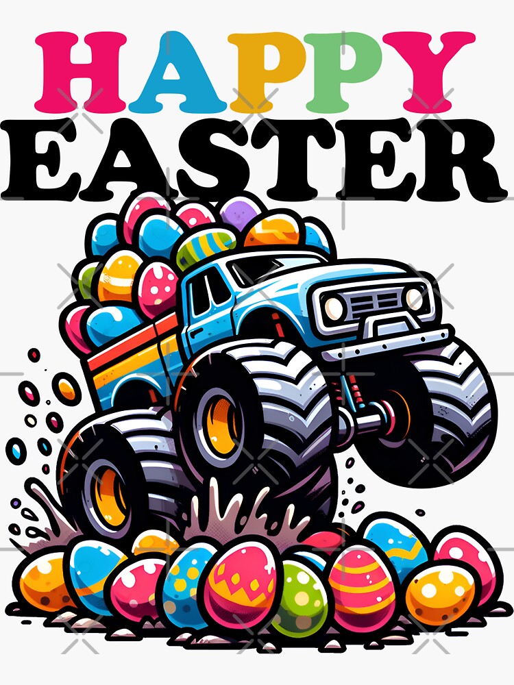 "Happy Easter Monster Truck" Sticker for Sale by DetourShirts | Redbubble