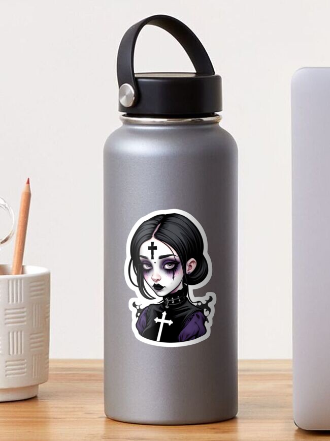 "Goth Girl - White Cross Nun - Maid Woman Portrait" Sticker for Sale by ...