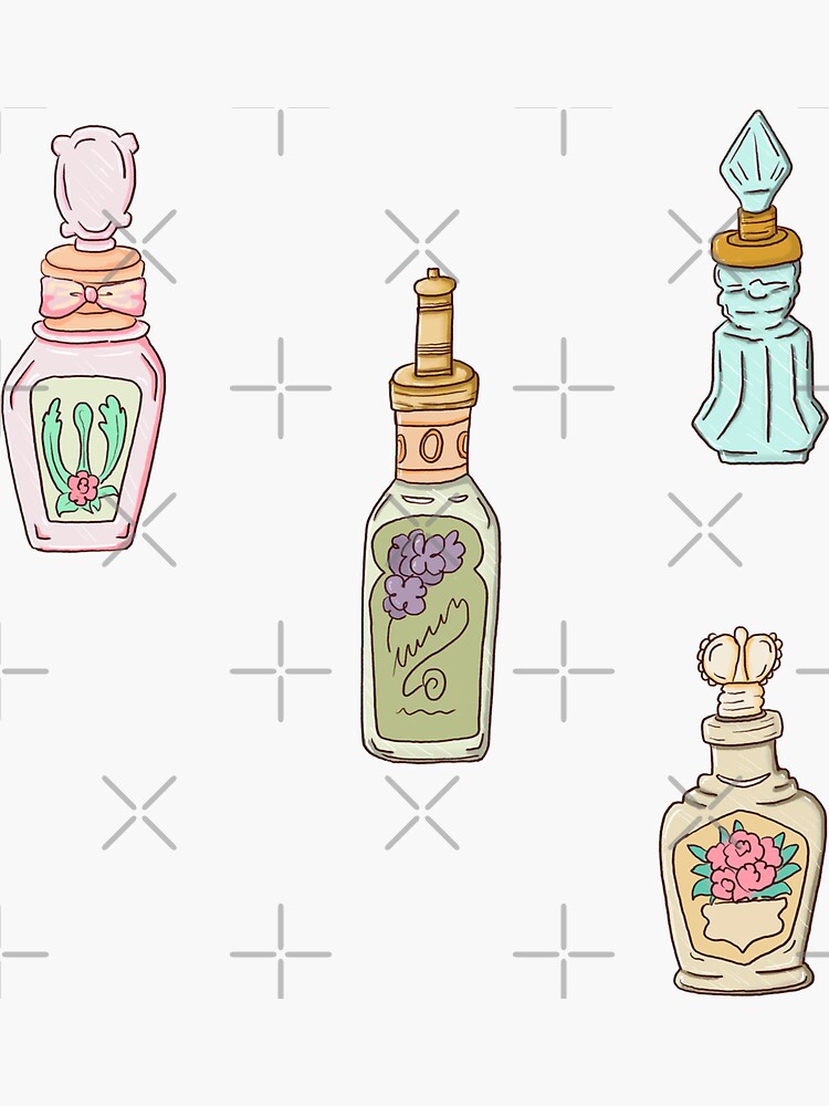 "Cute Hand Drawn Vintage Perfume Collection" Sticker for Sale by ...