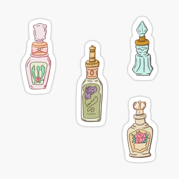 "Cute Hand Drawn Vintage Perfume Collection" Sticker for Sale by ...
