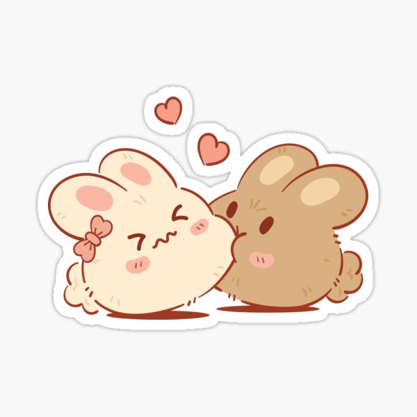 "Cute & Kawaii Bunny Kisses | Purple" Sticker for Sale by ModesaDraw ...