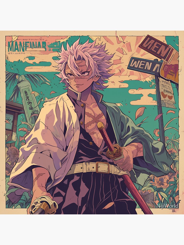 "Vintage Sanemi Poster" Sticker for Sale by NijiWorld | Redbubble