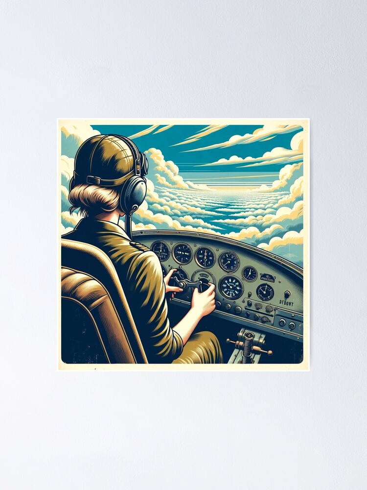 "Vintage Girl Pilot Graphic - Retro Aviation and Pilot Merchandise ...