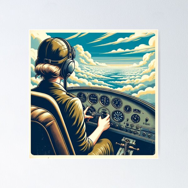 "Vintage Girl Pilot Graphic - Retro Aviation and Pilot Merchandise ...