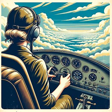 "Vintage Girl Pilot Graphic - Retro Aviation and Pilot Merchandise ...