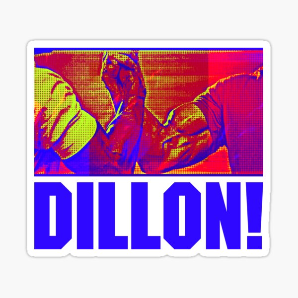 "Dillon! Arnold Handshake" Sticker for Sale by Ian's Creations | Redbubble