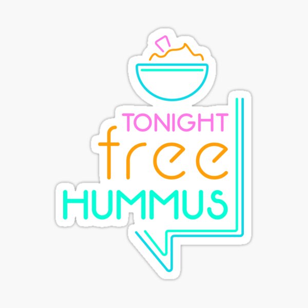 "Free Hummus - 60s 70s Retro Neon" Sticker for Sale by RaveRebel ...