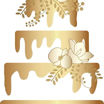 "Gold Abstract Cake Outline Illustration in Modern Style for Birthday ...