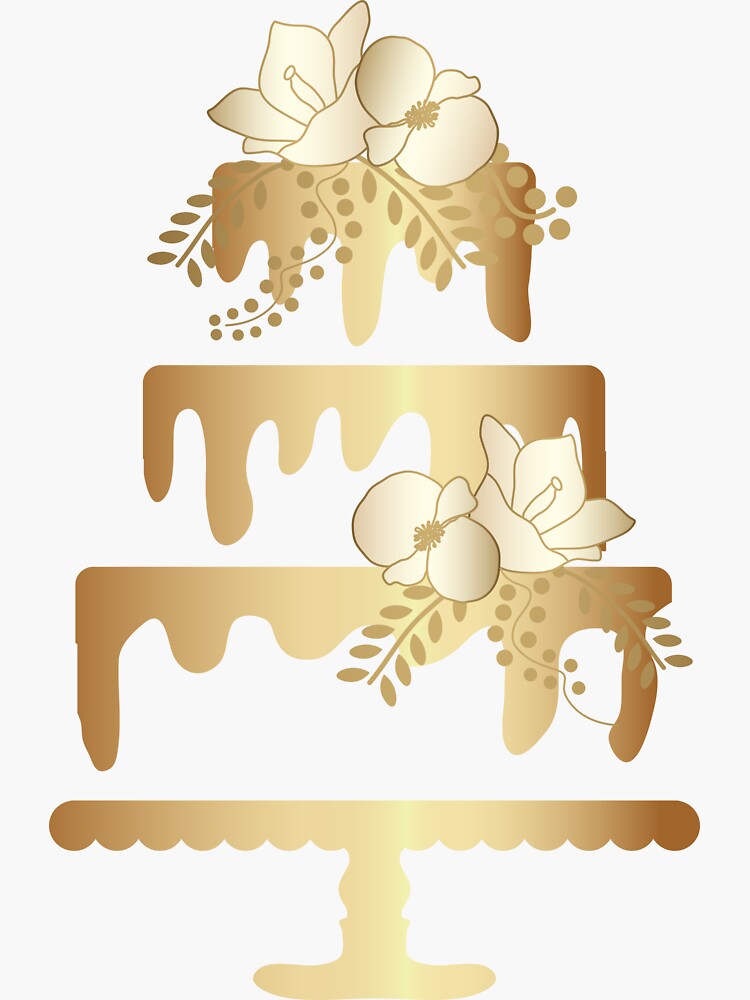 "Gold Abstract Cake Outline Illustration in Modern Style for Birthday ...