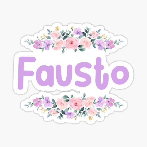 Pegatina for Sale con la obra «Etiqueta Para Nombre Fausto Flor Púrpura ...