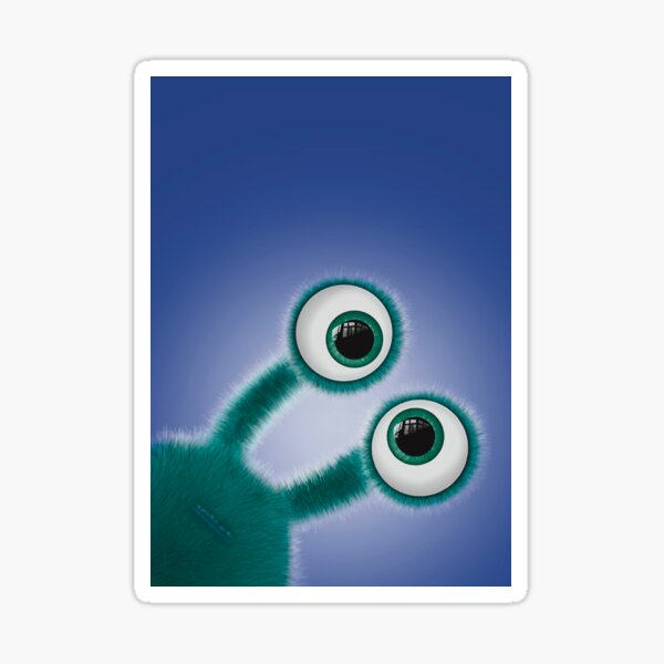 "Cute Teal Monster with Eye Stalks (portrait) Kids Drawing " Sticker ...