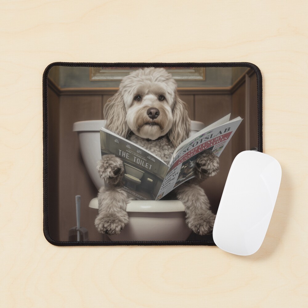 "White Cockapoo on the Toilet Funny Dog Art Bathroom" Poster for Sale ...