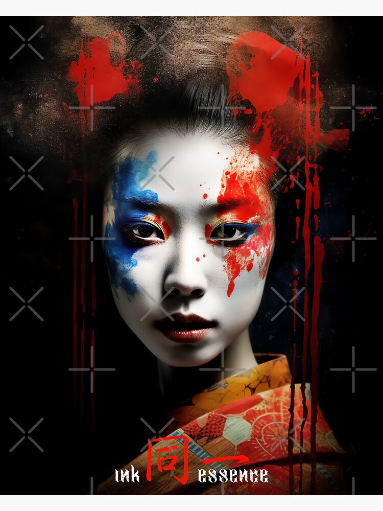 " Ink Essence - Japanese Aesthetic Surreal Kanji Symbol Painted Face ...