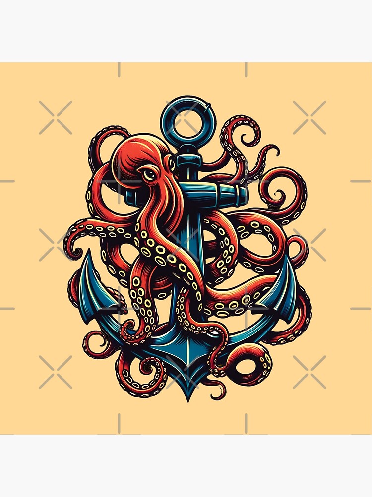 Bold Anchor Tattoos Bold Octopus And Anchor Tattoo Sticker