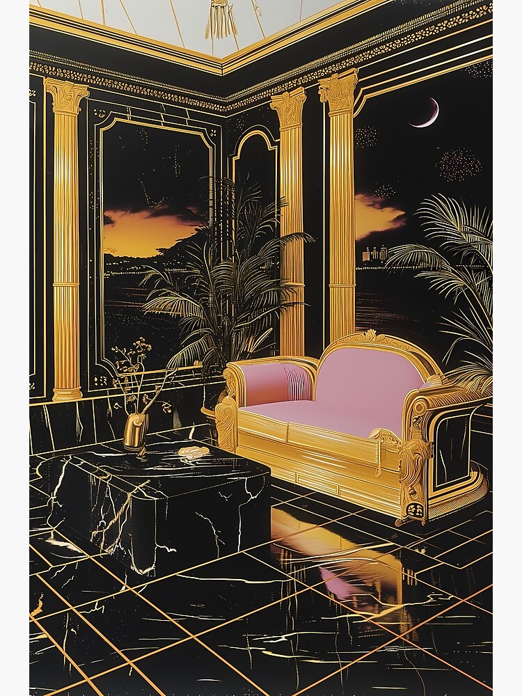 "80s Mansion poster, Gold & black mansion, Mansion poster, Retro Poster ...