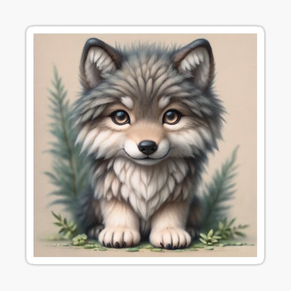 "Cute Baby Wolf" Sticker for Sale by Burkae | Redbubble