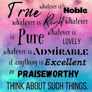 "Whatever Is True Phil 4:8 Colorful Bible Verse for Kids Poster ...