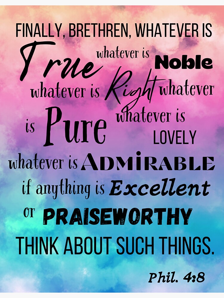 "Whatever Is True Phil 4:8 Colorful Bible Verse for Kids Poster ...