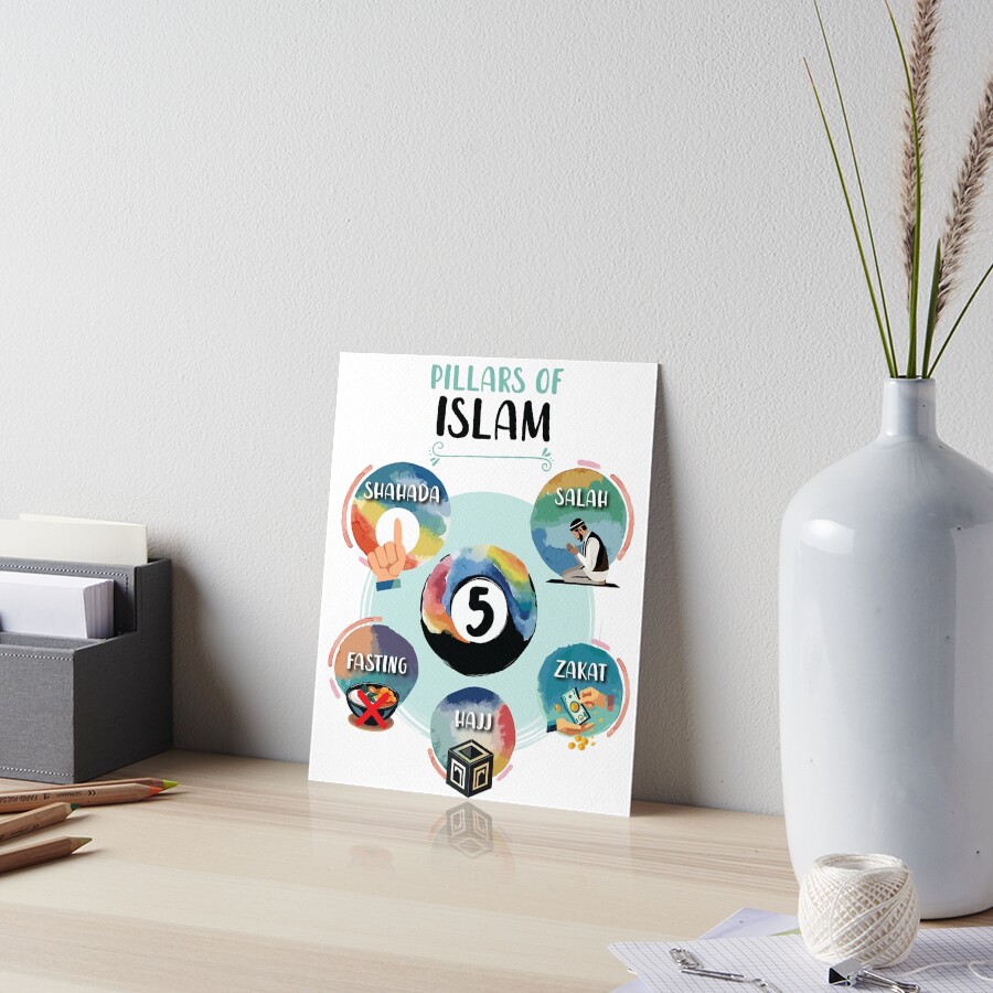 "5 Pillars of Islam - Islamic poster, wall art, Shahada, Salah, Fasting ...