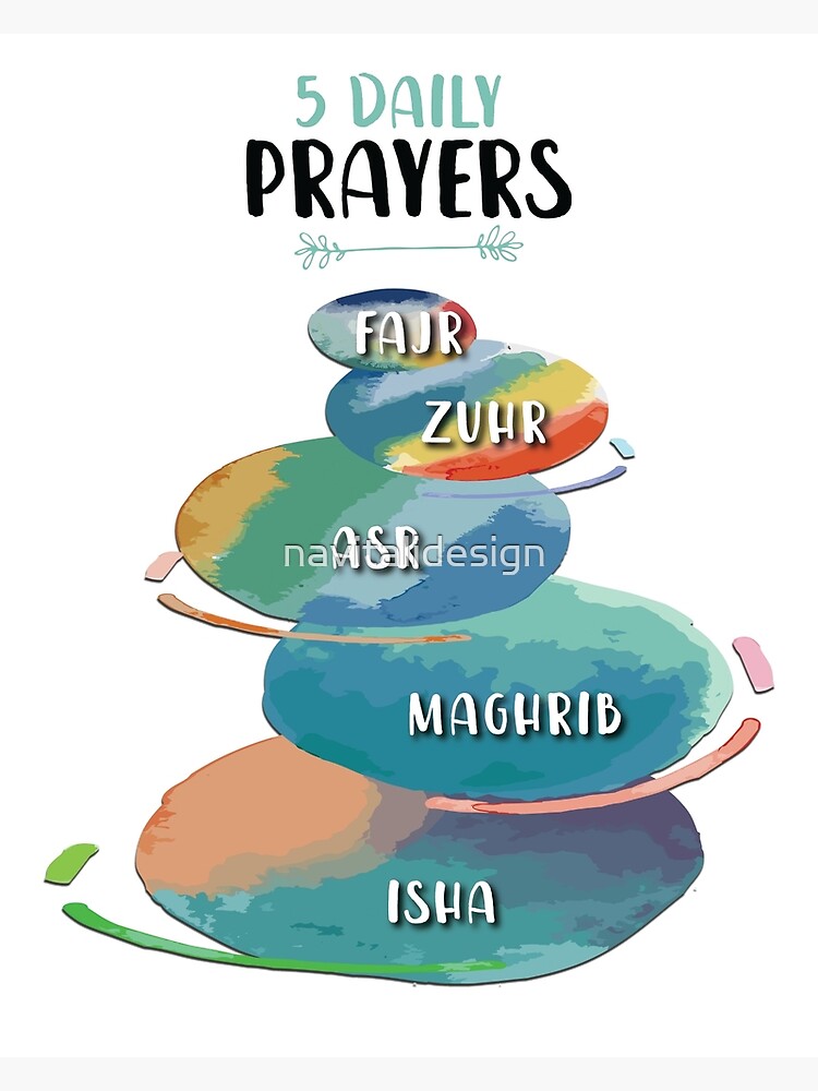 "5 Daily Prayers in Islam - Islamic poster, wall art, Salah, Fajr, Zuhr ...
